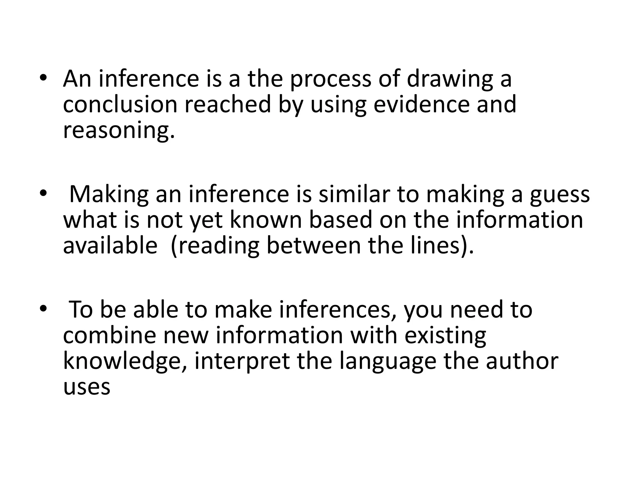 What is Inference for critical reading and thinking | PPTX