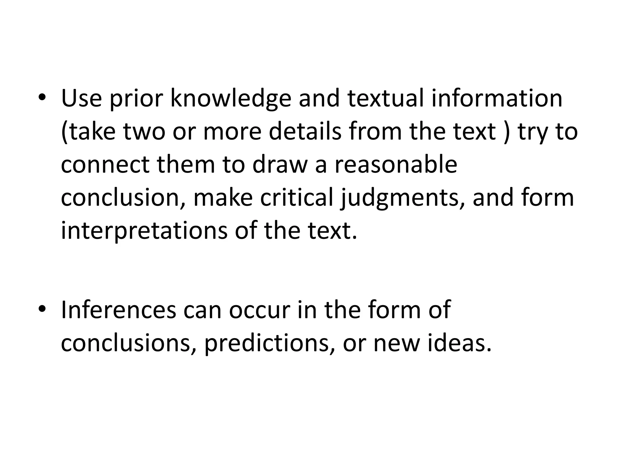 What is Inference for critical reading and thinking | PPTX