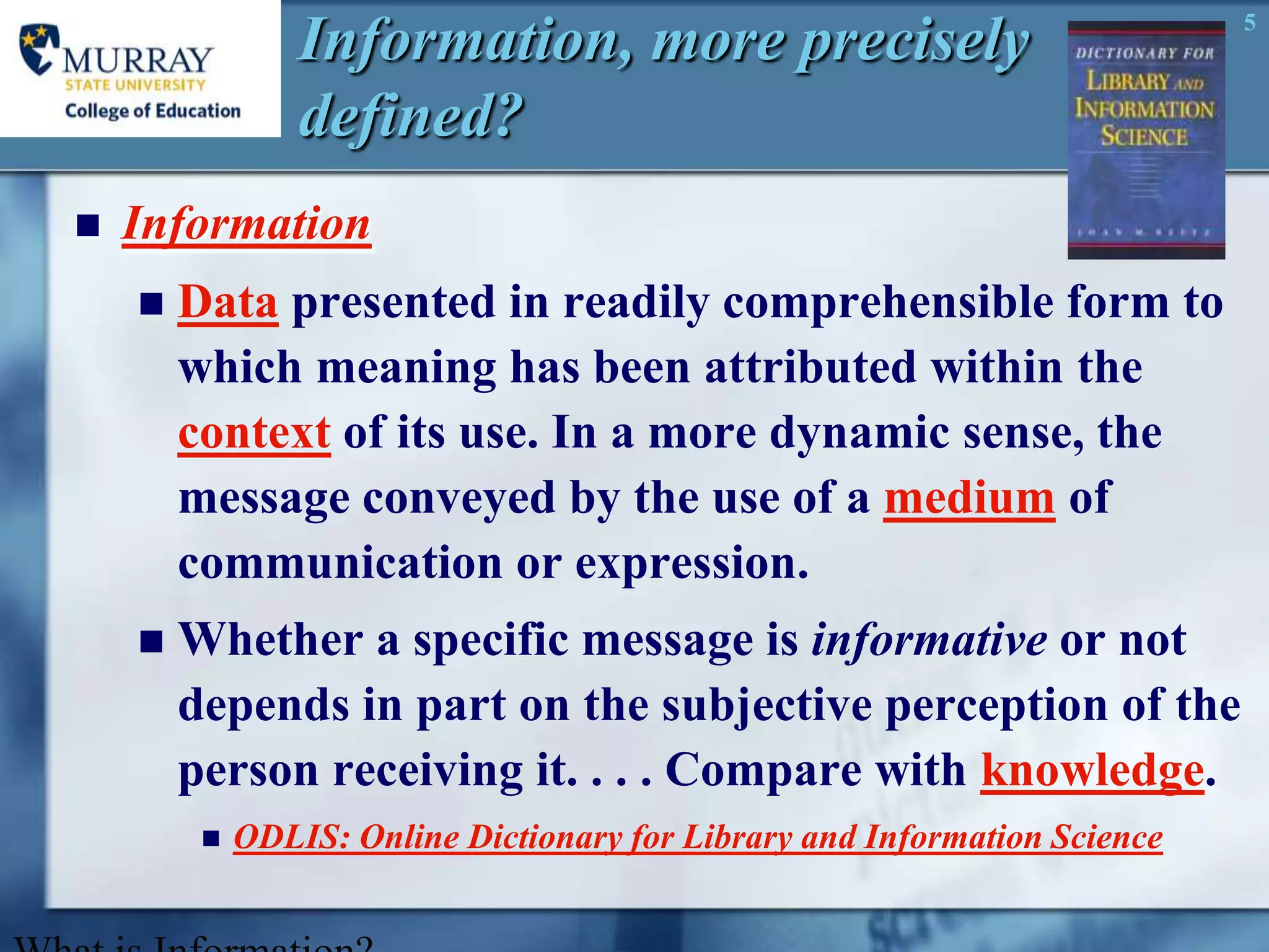 What is information: And what do we do about it? | PPT