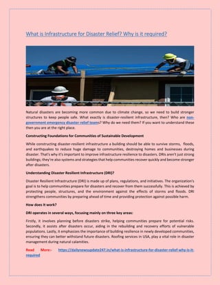 What is Infrastructure for Disaster Relief? Why is it required? | PDF