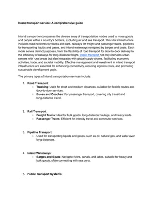 What is inland transport: A comprehensive guide | PDF