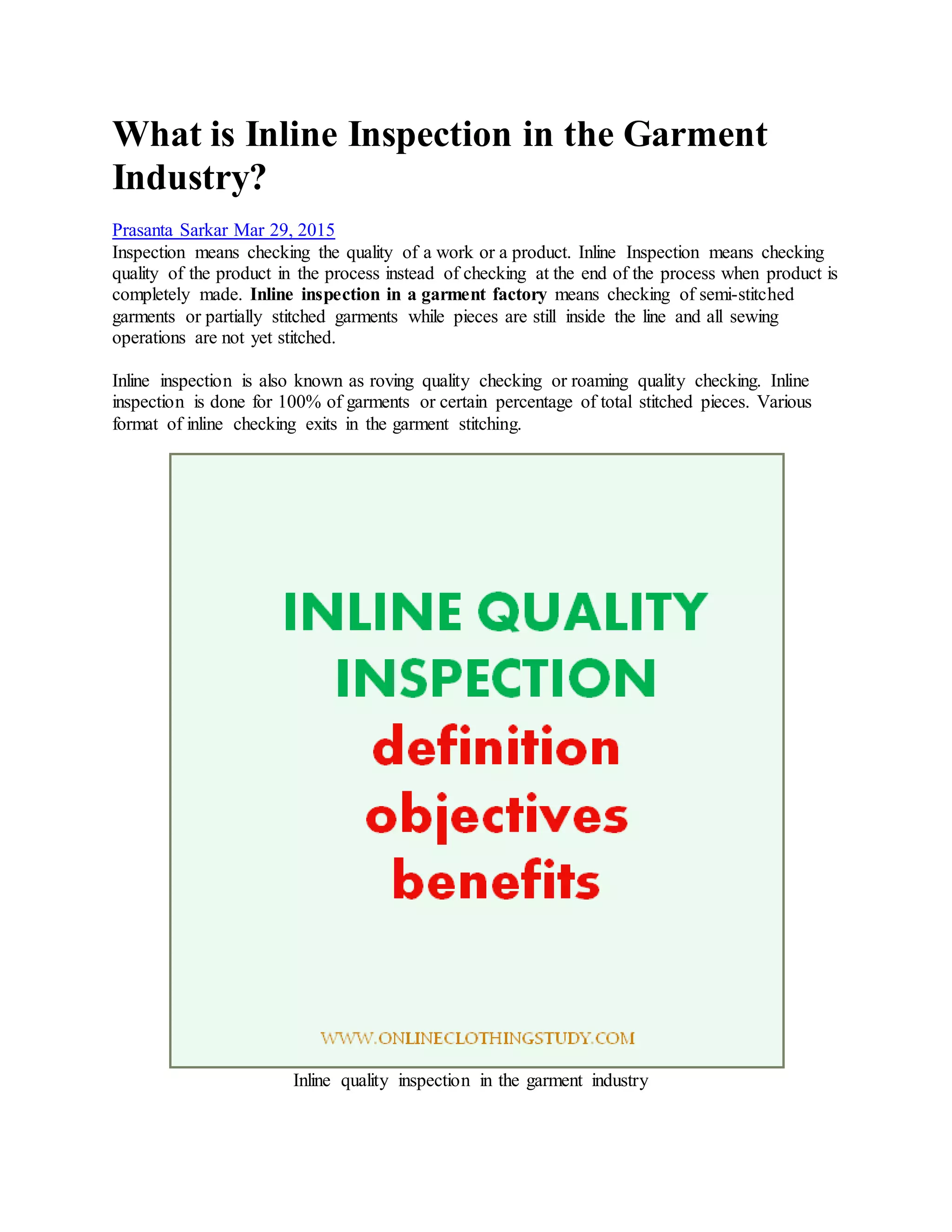 Inspection in garment industry | DOCX
