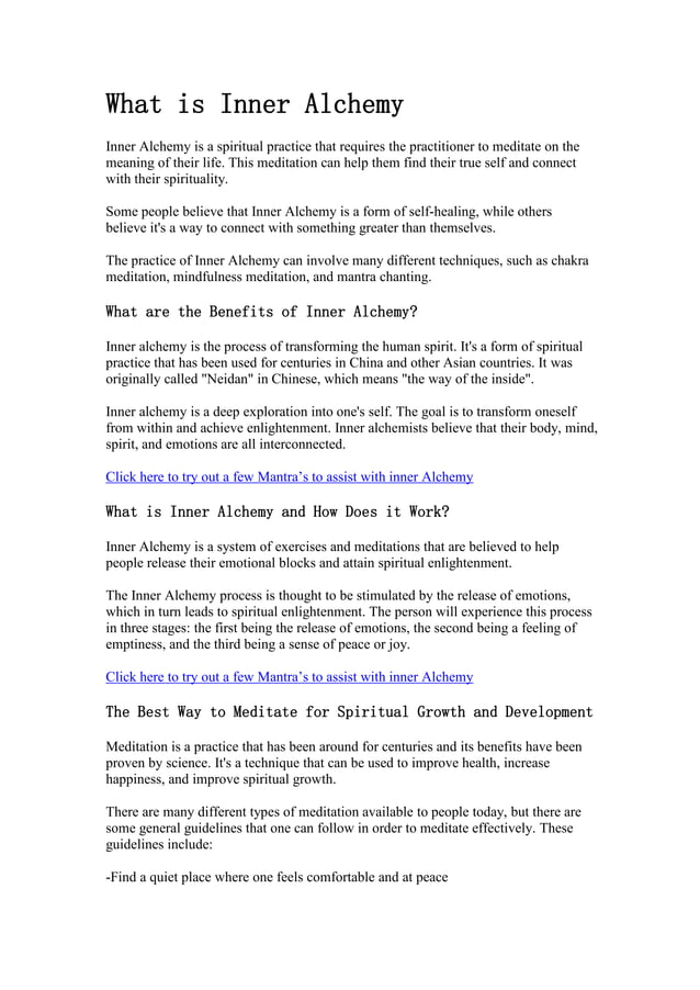 What is Inner Alchemy | PDF