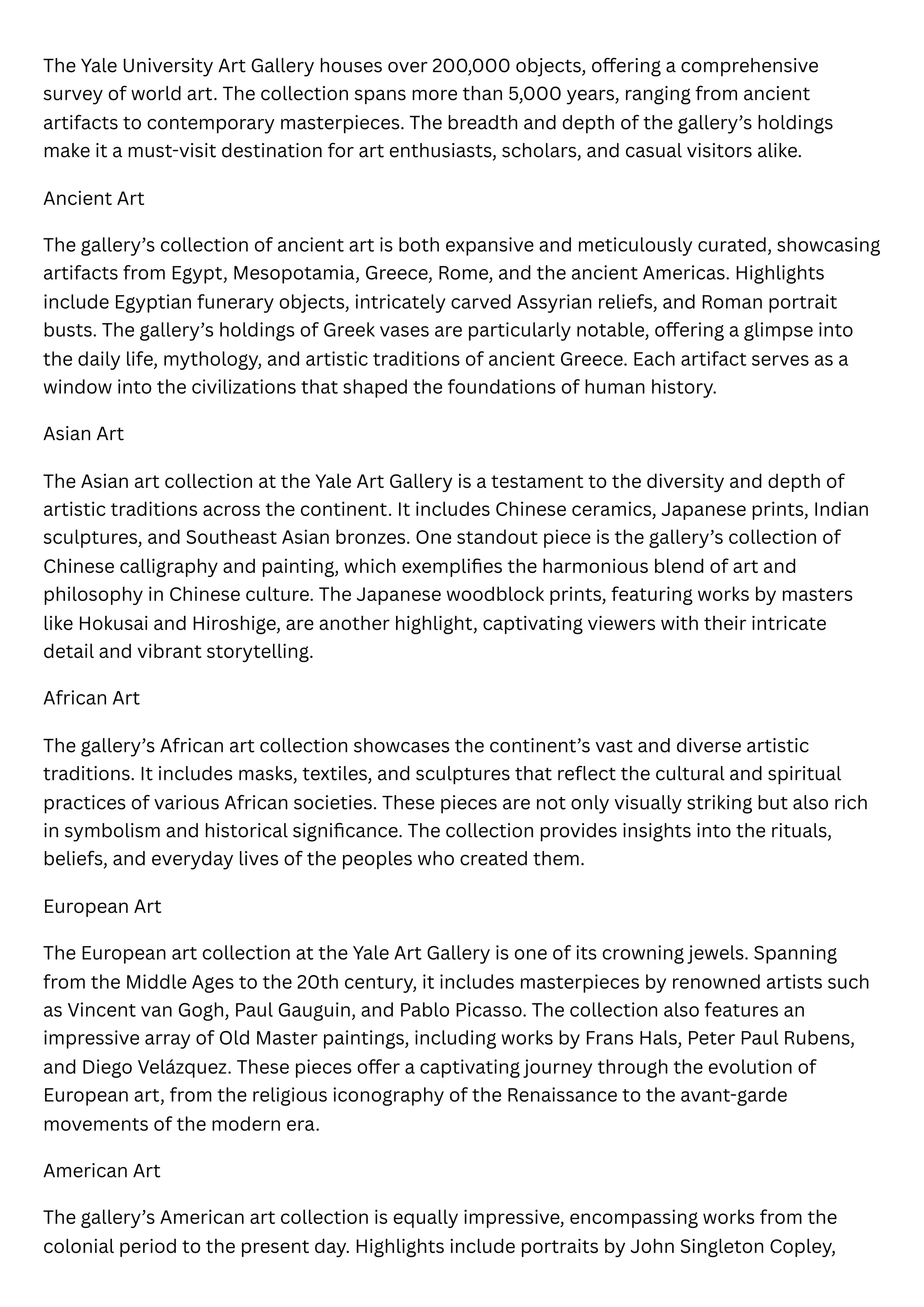 What is inside the Yale University Art Gallery | PDF