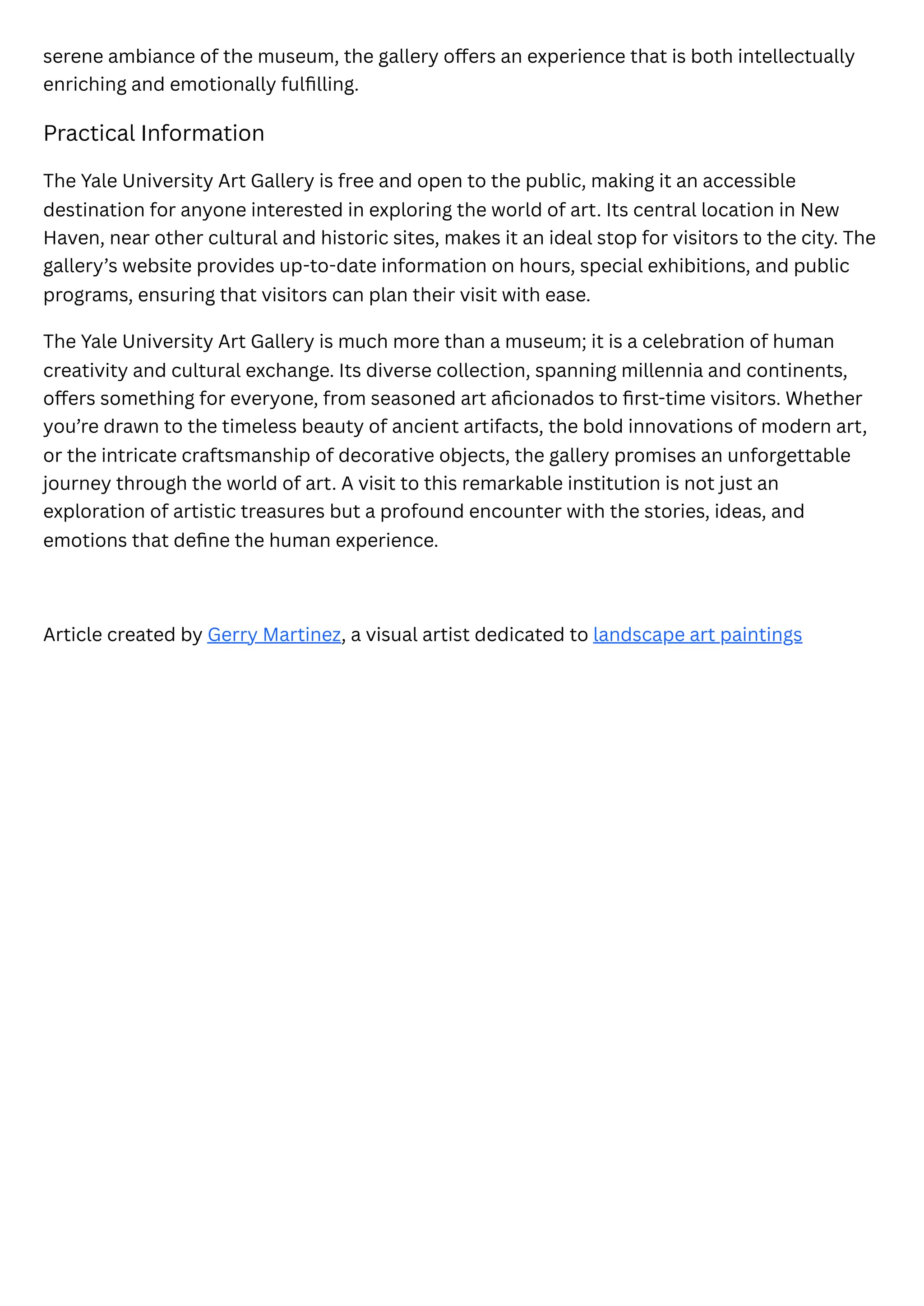 What is inside the Yale University Art Gallery | PDF