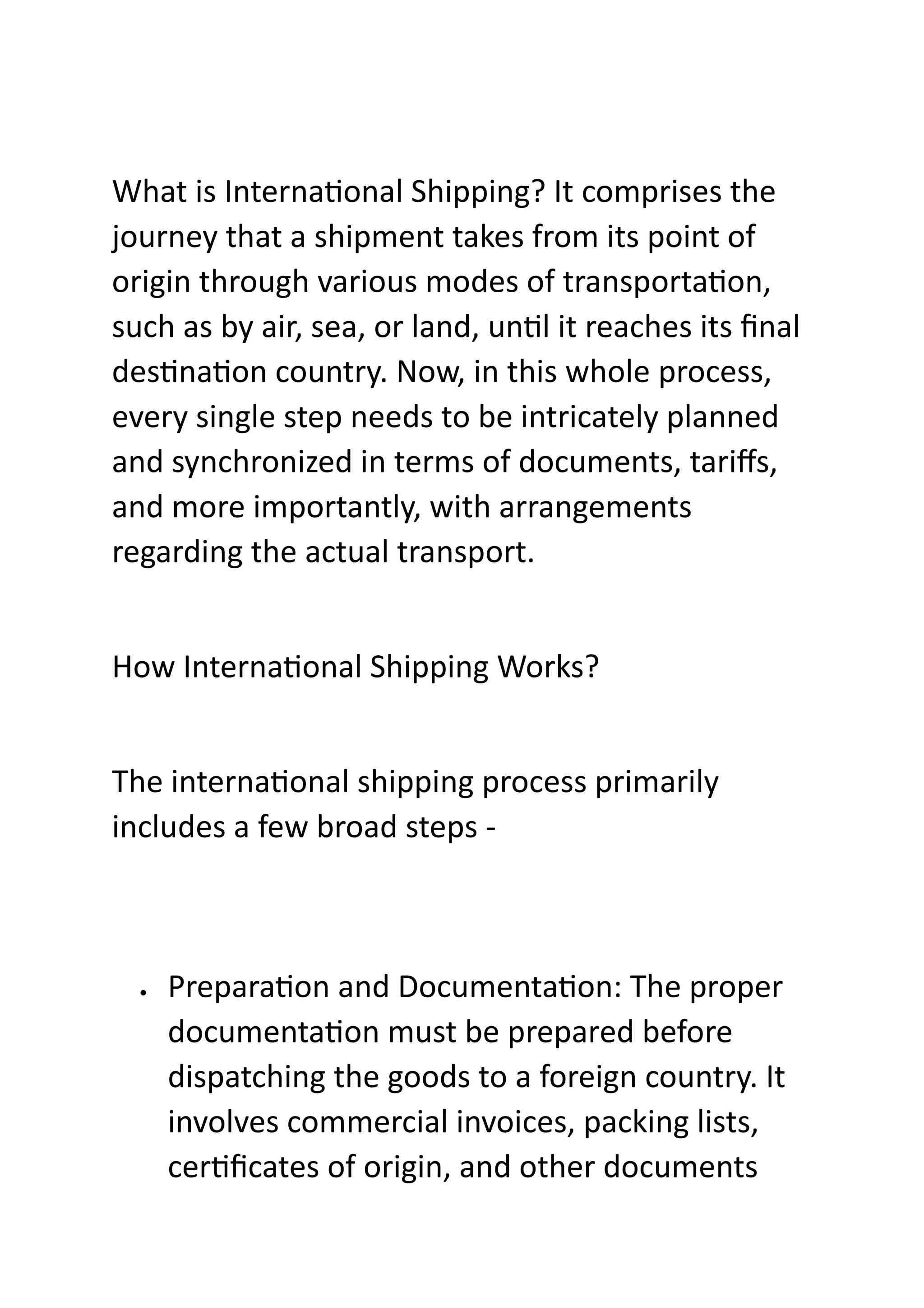 What is International Shipping and How Does It Work? | PDF