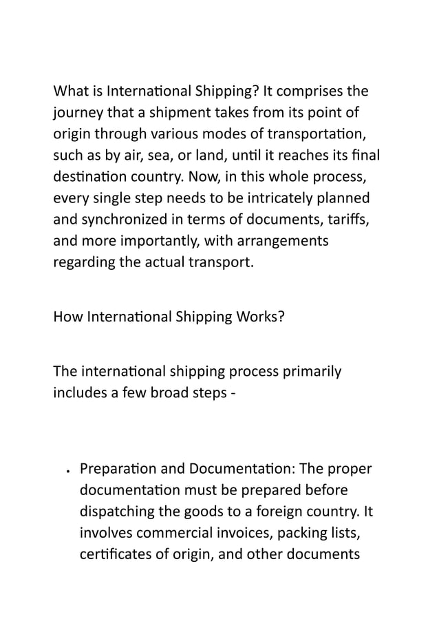 What is International Shipping and How Does It Work? | PDF