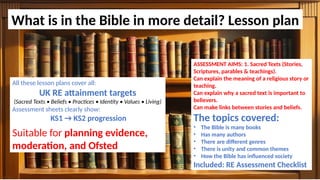 What is in the Bible KS2 lesson plan - conforms to UK RE attainment ...