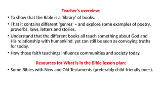 What is in the Bible simple overview free lesson plan | PPTX