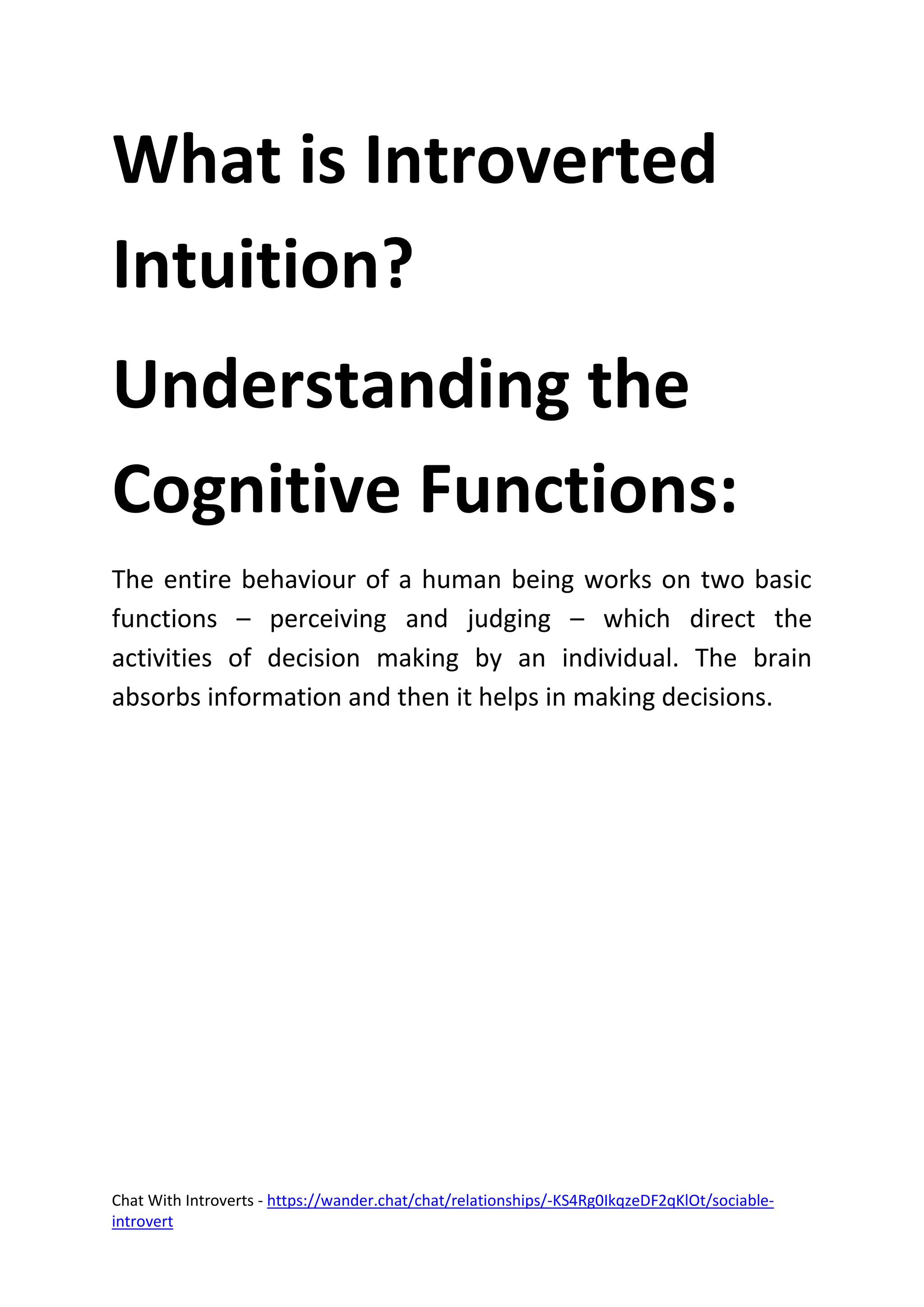 What is introverted sensing | PDF