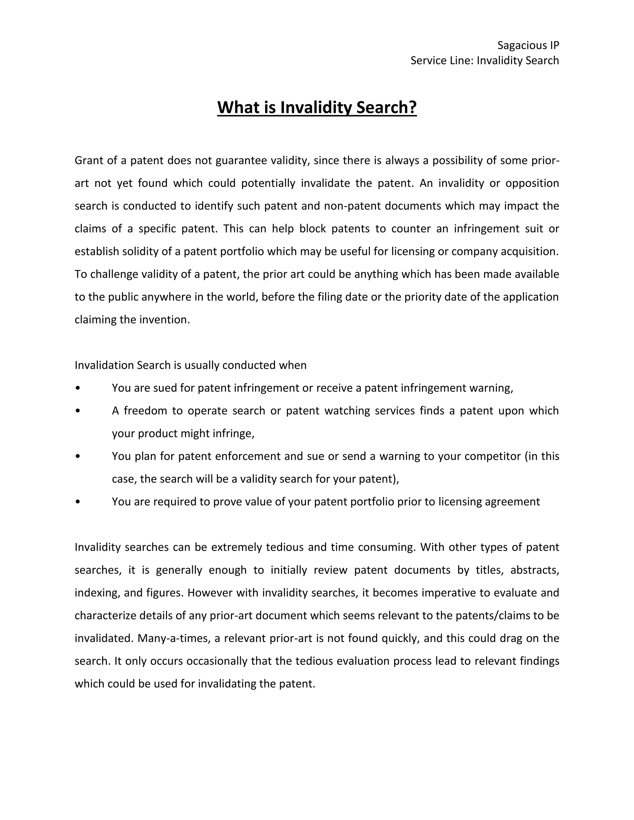 What is invalidity search | PDF