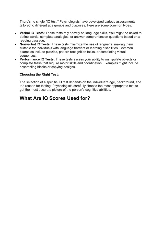 What is an IQ testing | IQ Score | IQ Level | PDF