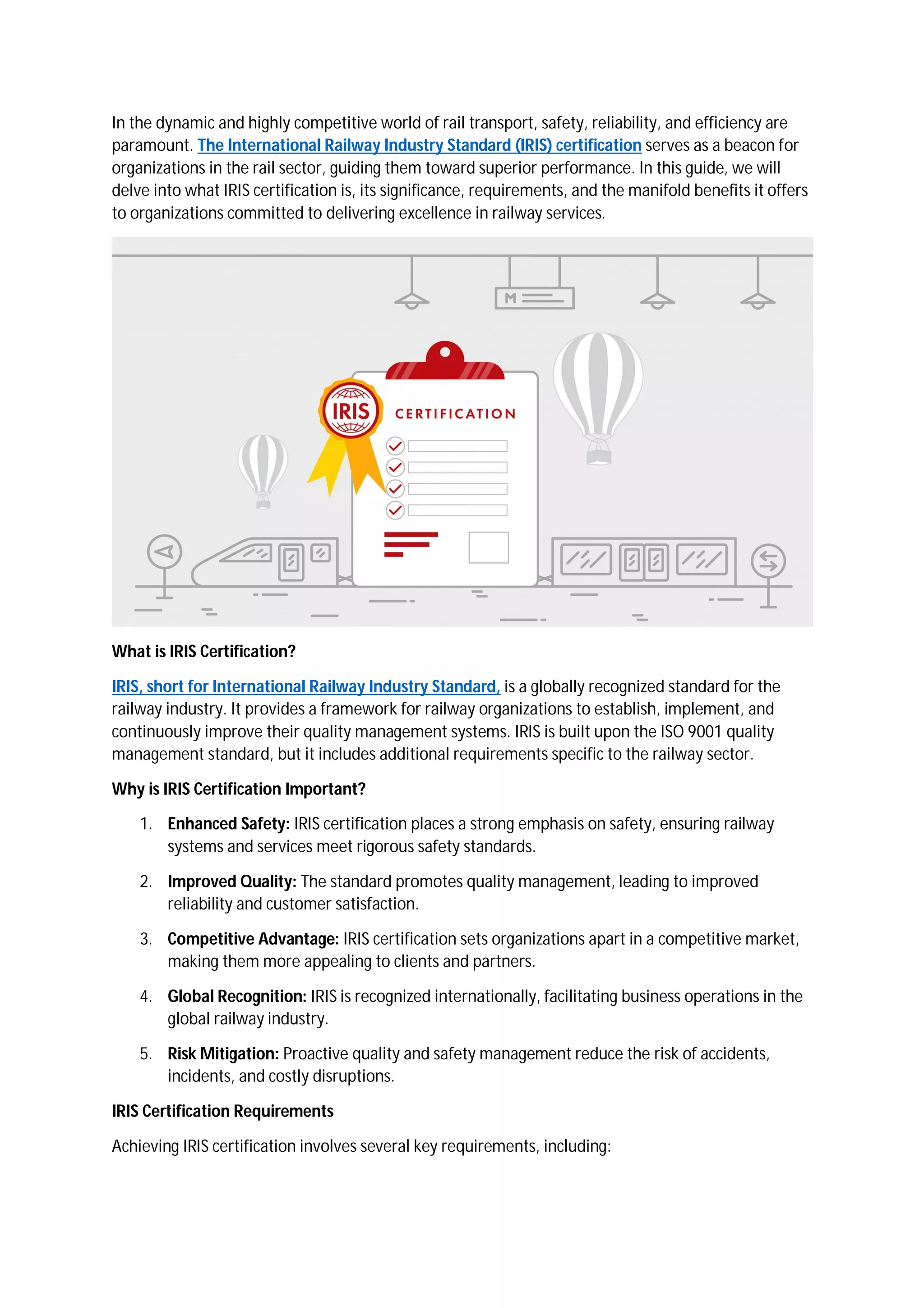 What is IRIS Certification and Why Should You Get It.pdf | Rail Travel ...