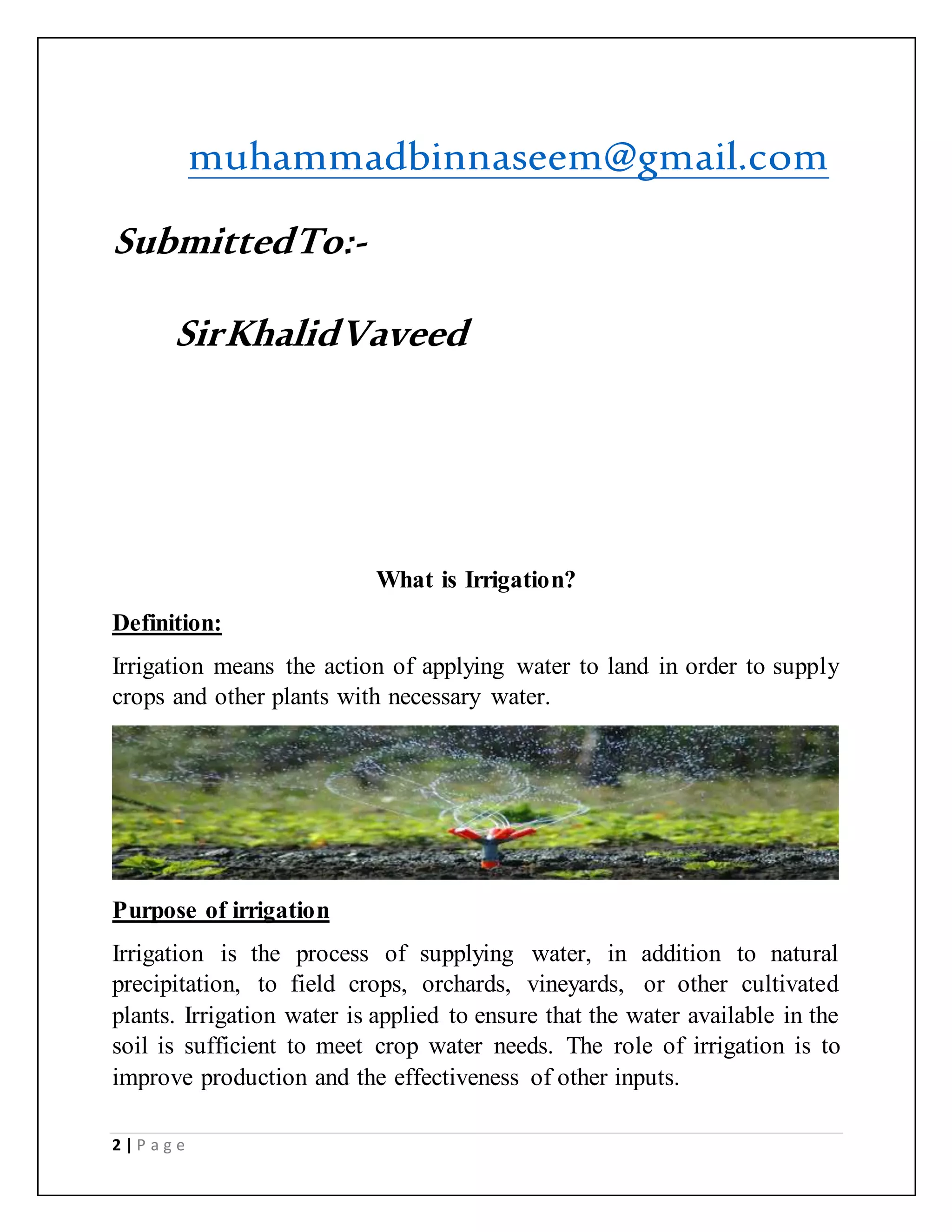 What is irrigation | DOCX