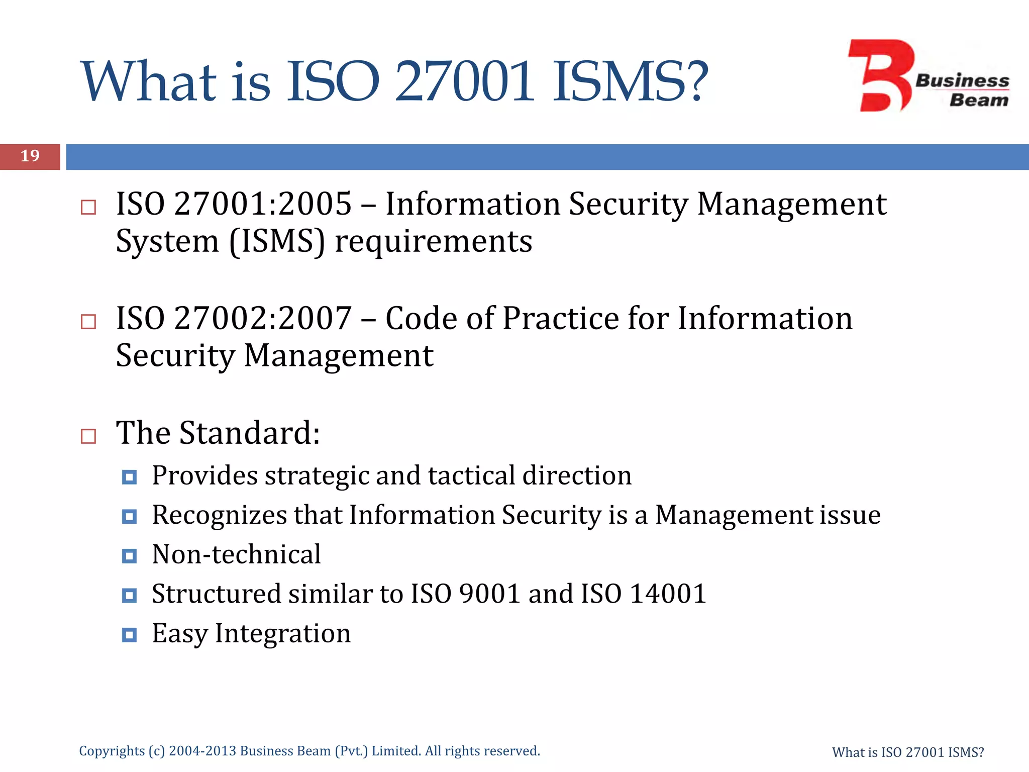 What is ISO 27001 ISMS | PDF