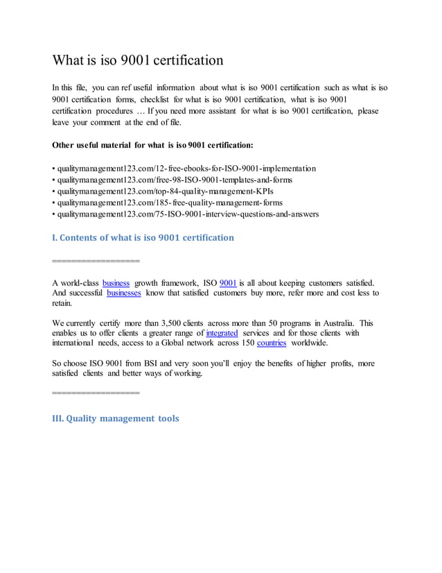 What is iso 9001 certification