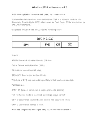 What is J1939 software stack? Learn about the Diagnostic Trouble Codes(DTC) | PDF | Operating ...
