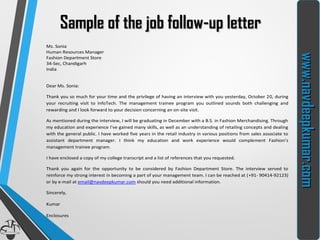Job Follow Up Letter