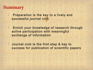 What is journal club an overview zoheb | PPT
