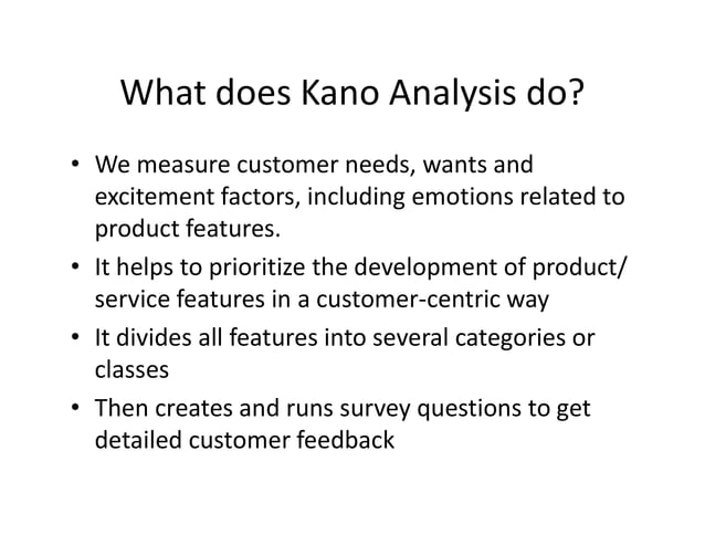 What is Kano Product Analysis Research Method | PPT