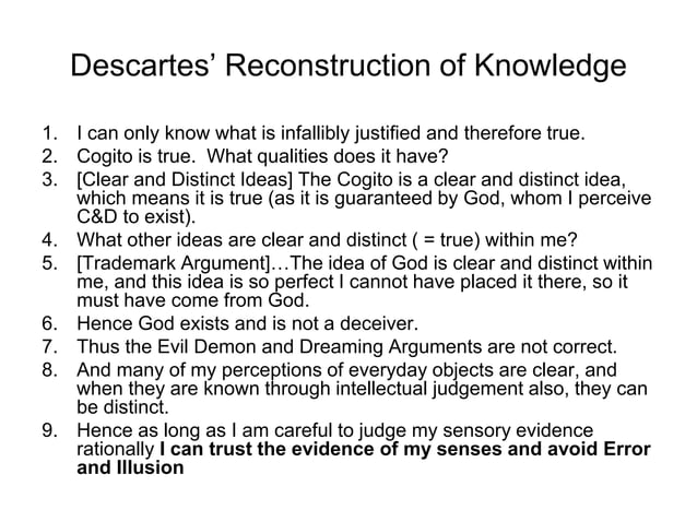 What is knowledge 2016 revision the cogito, the trademark argument | PPT
