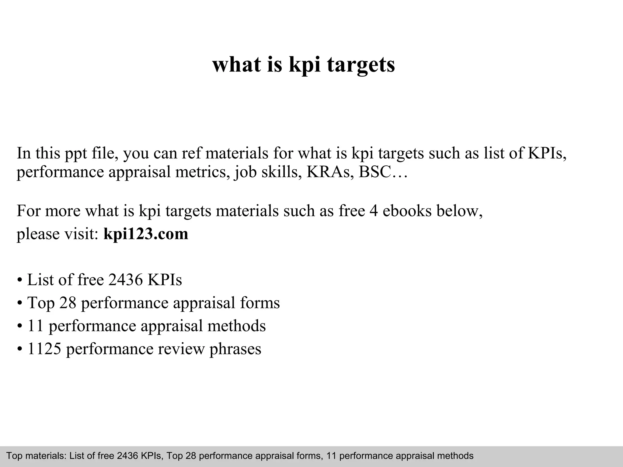 What is kpi targets | PPT