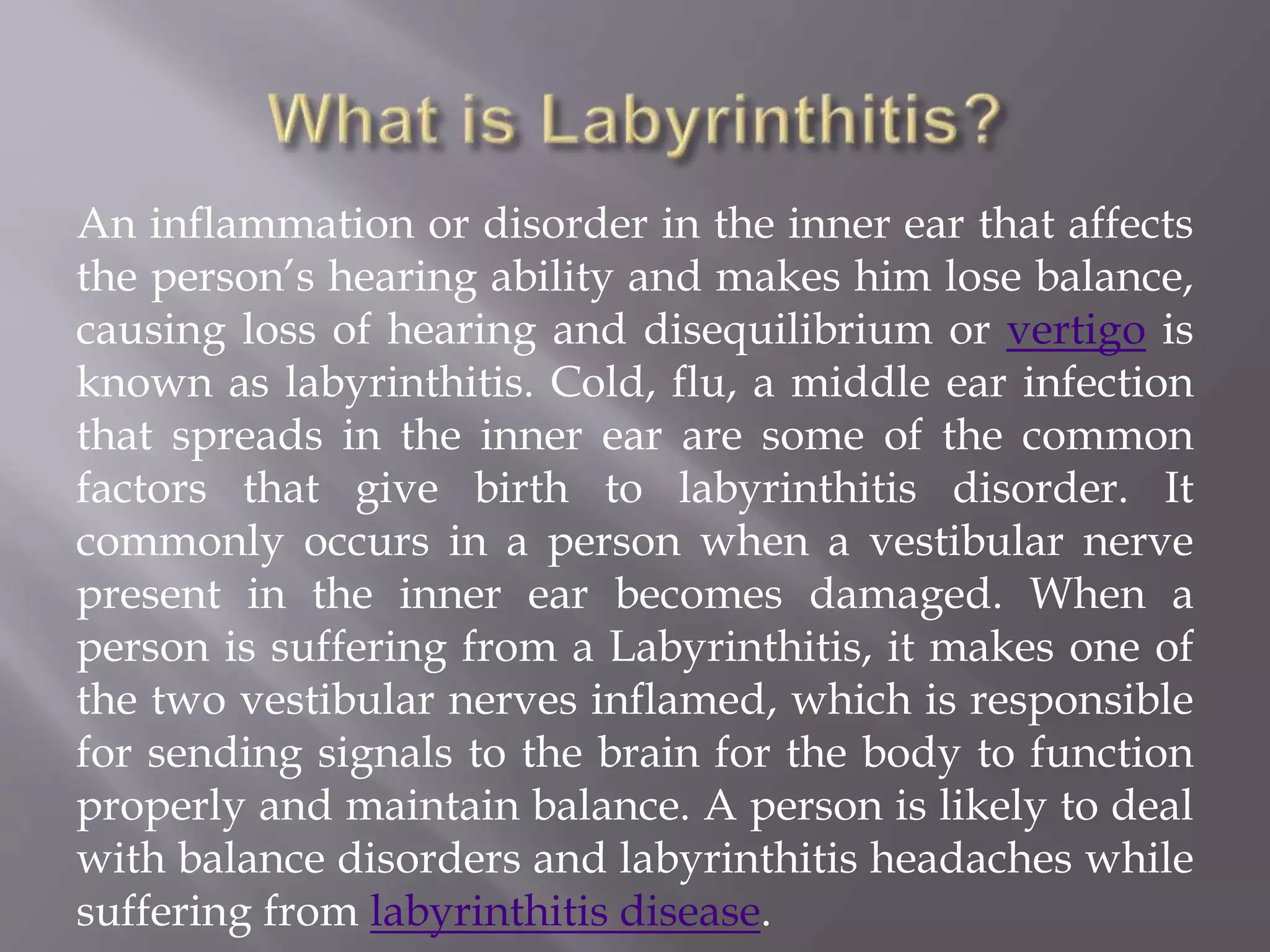 What is labyrinthitis | PPTX