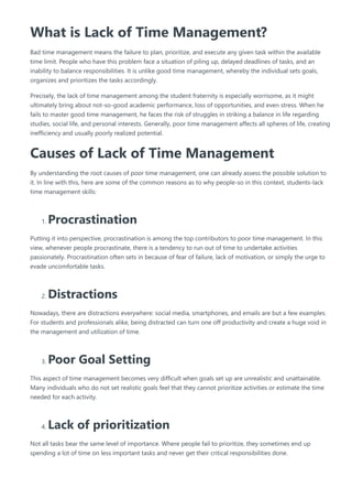 What is Lack of Time Management Understanding the Problem and Finding ...