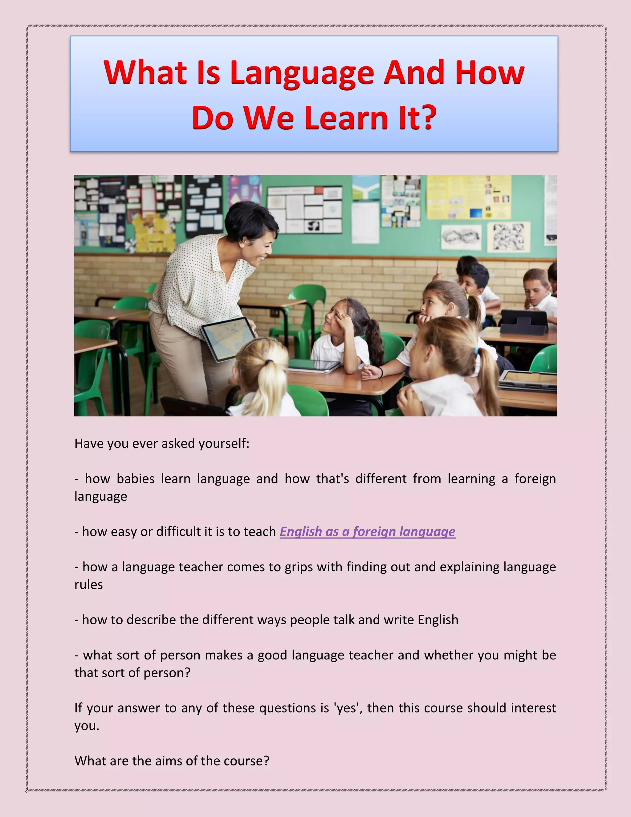 What Is Language And How Do We Learn It? | PDF