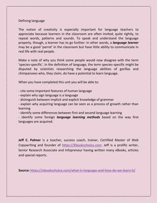 What Is Language And How Do We Learn It? | PDF