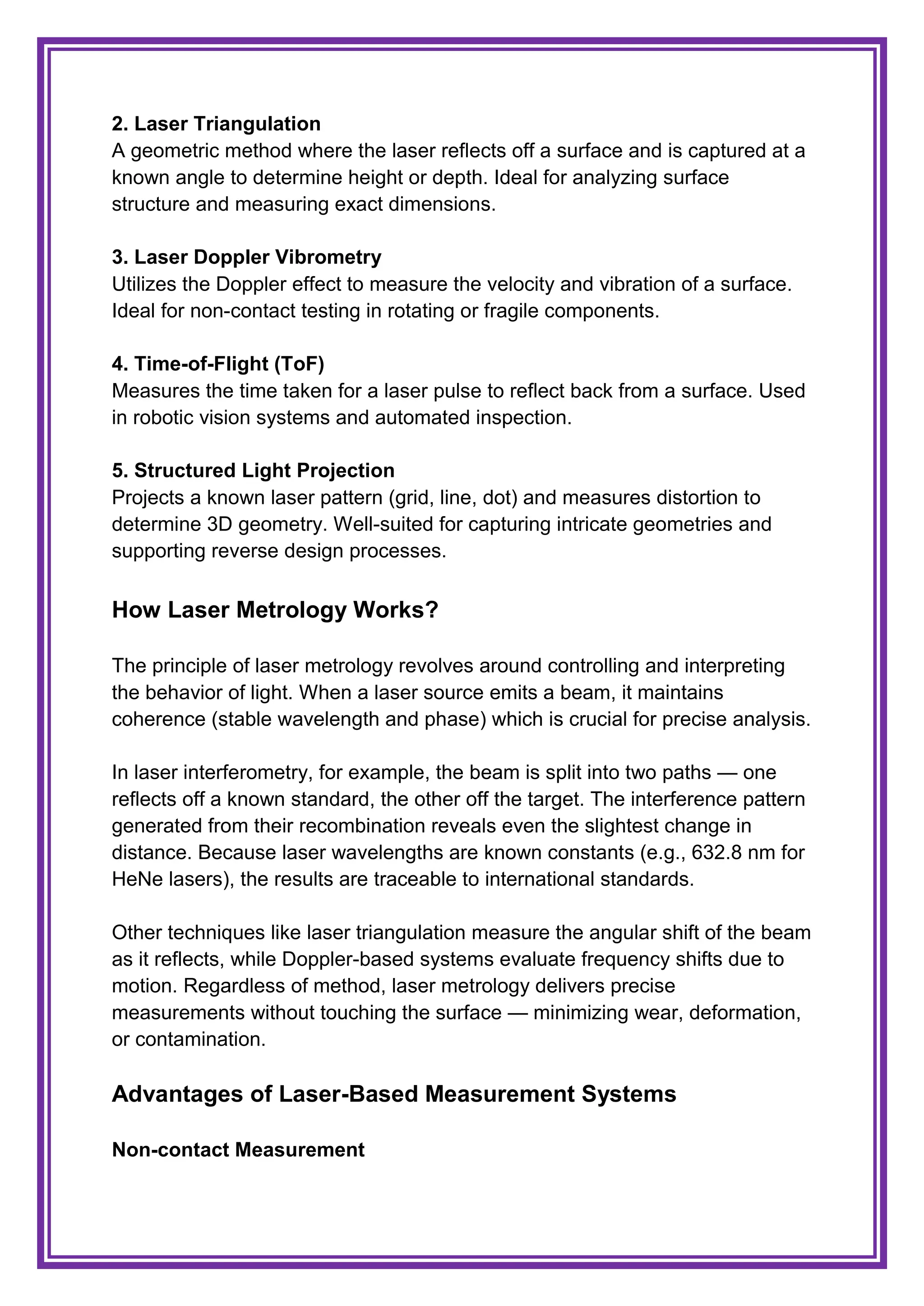 What is Laser Metrology Types, Functions and Applications | PDF
