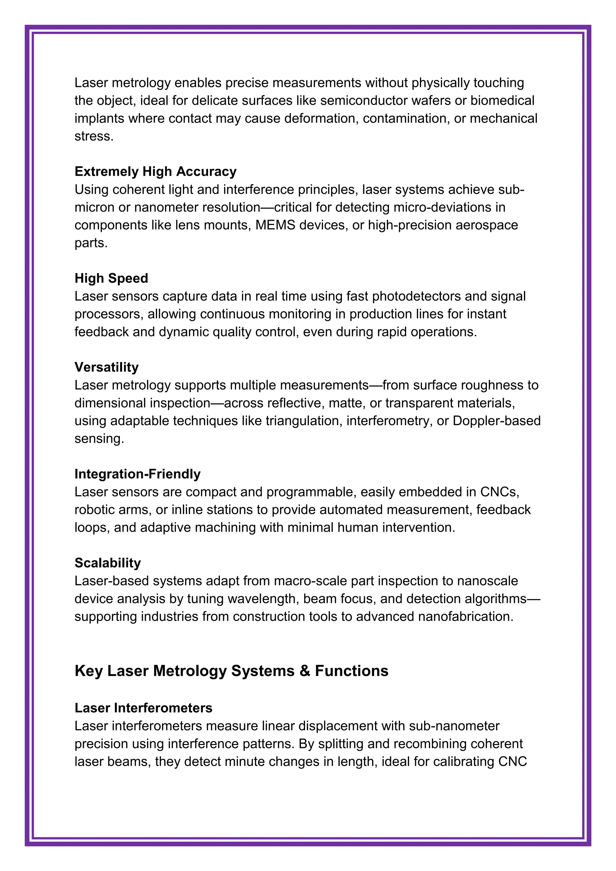 What is Laser Metrology Types, Functions and Applications | PDF