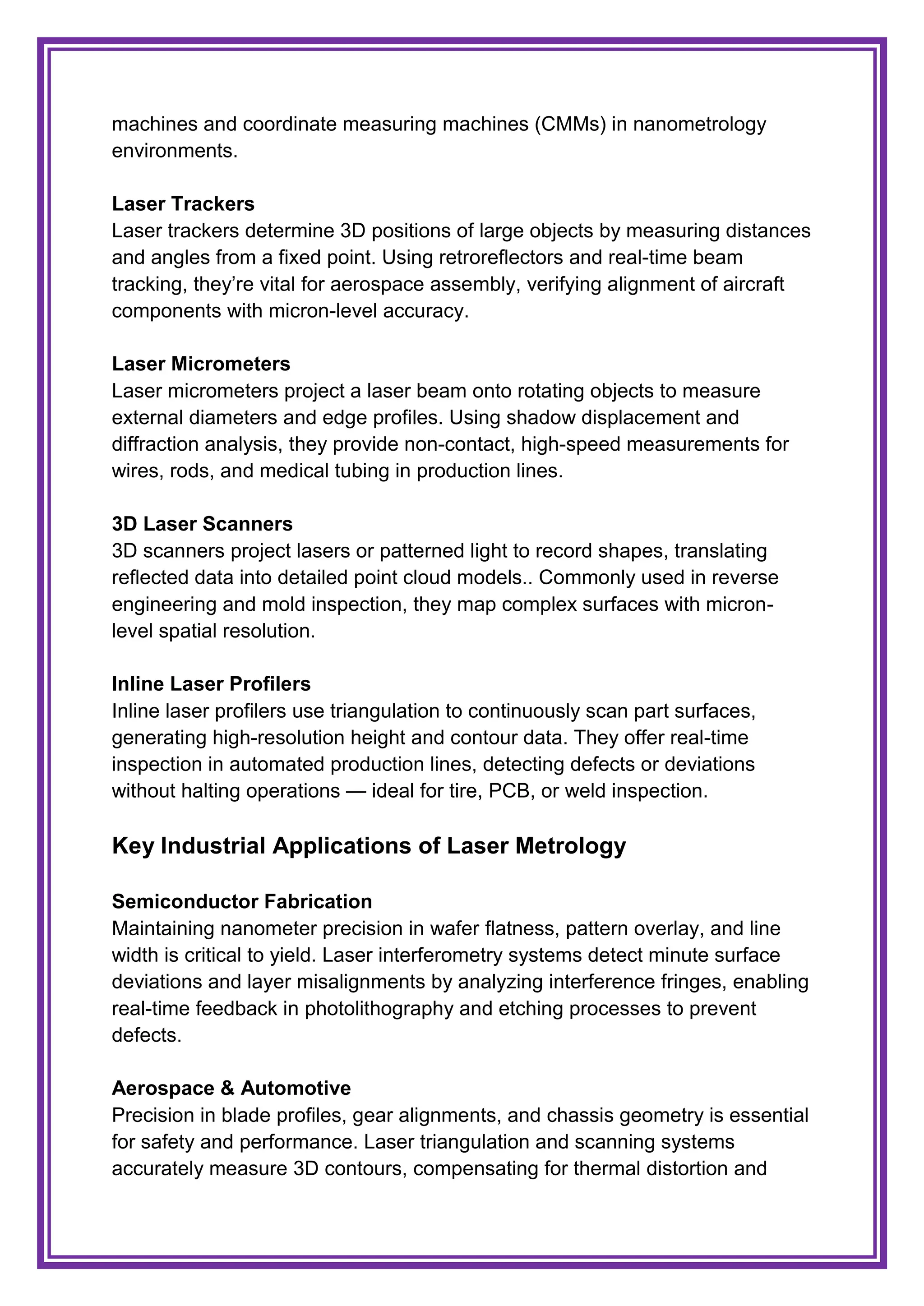 What is Laser Metrology Types, Functions and Applications | PDF