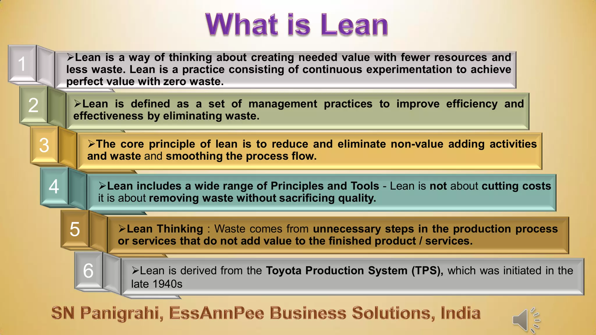 What is Lean? Understanding Lean Principles by SN Panigrahi | PPT