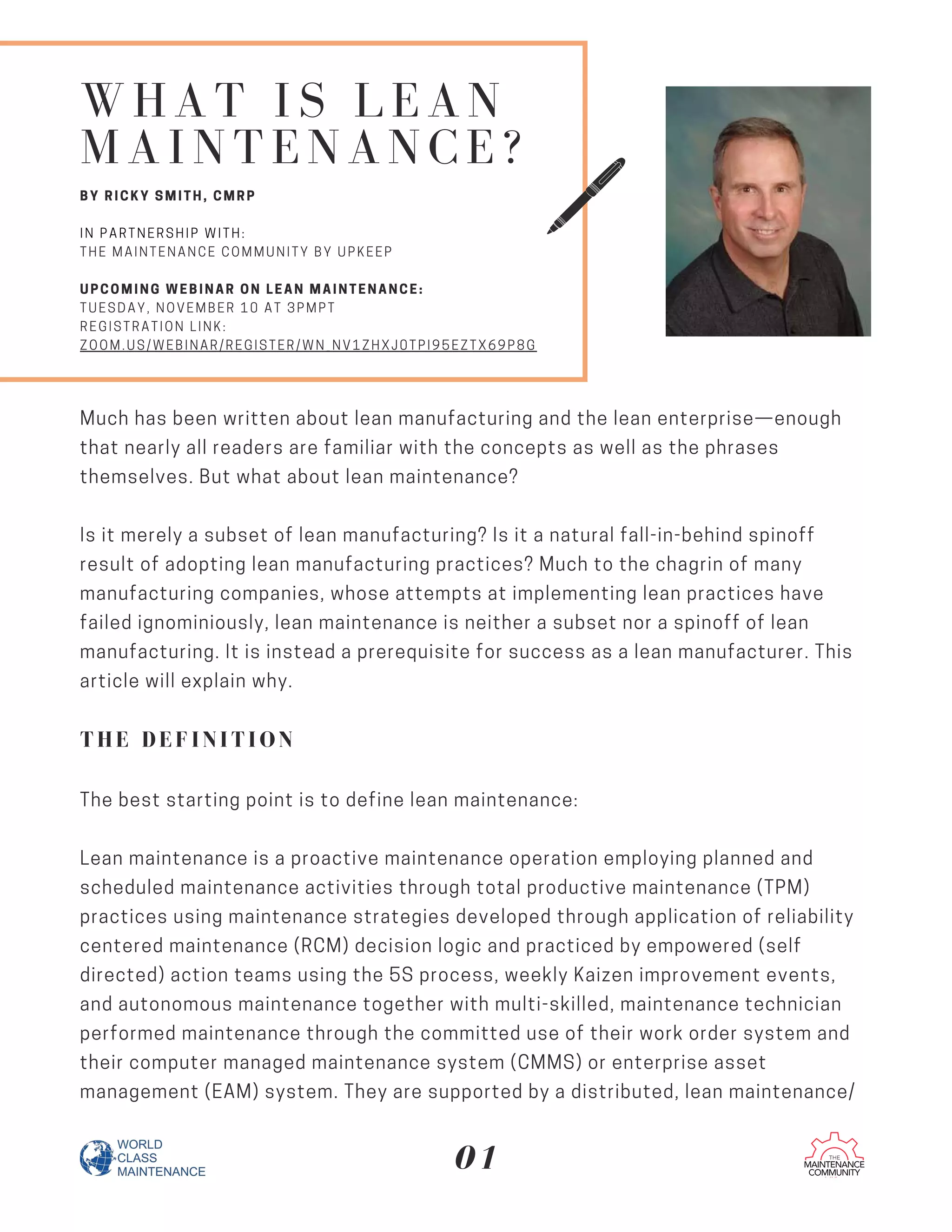 What is Lean Maintenance | PDF