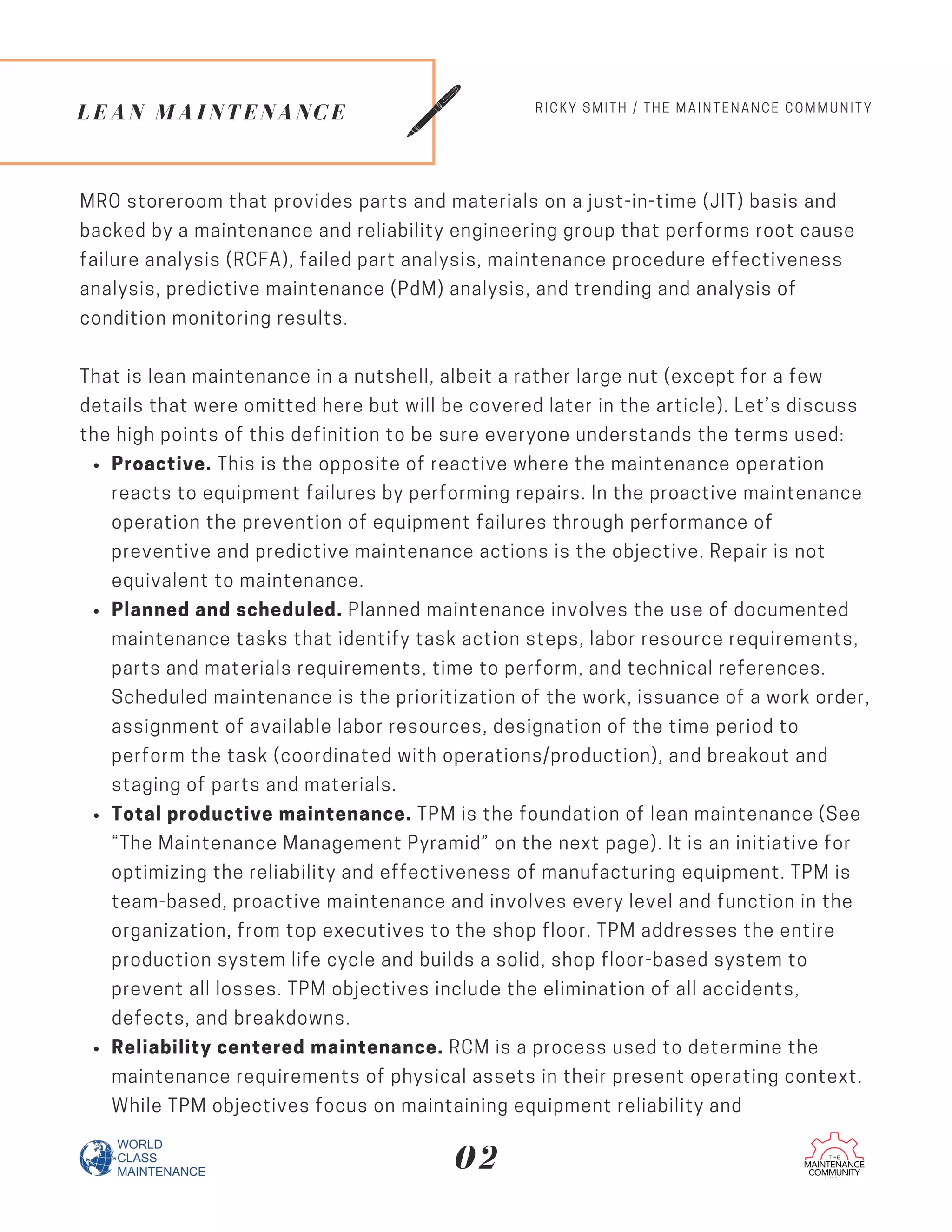 What is Lean Maintenance | PDF