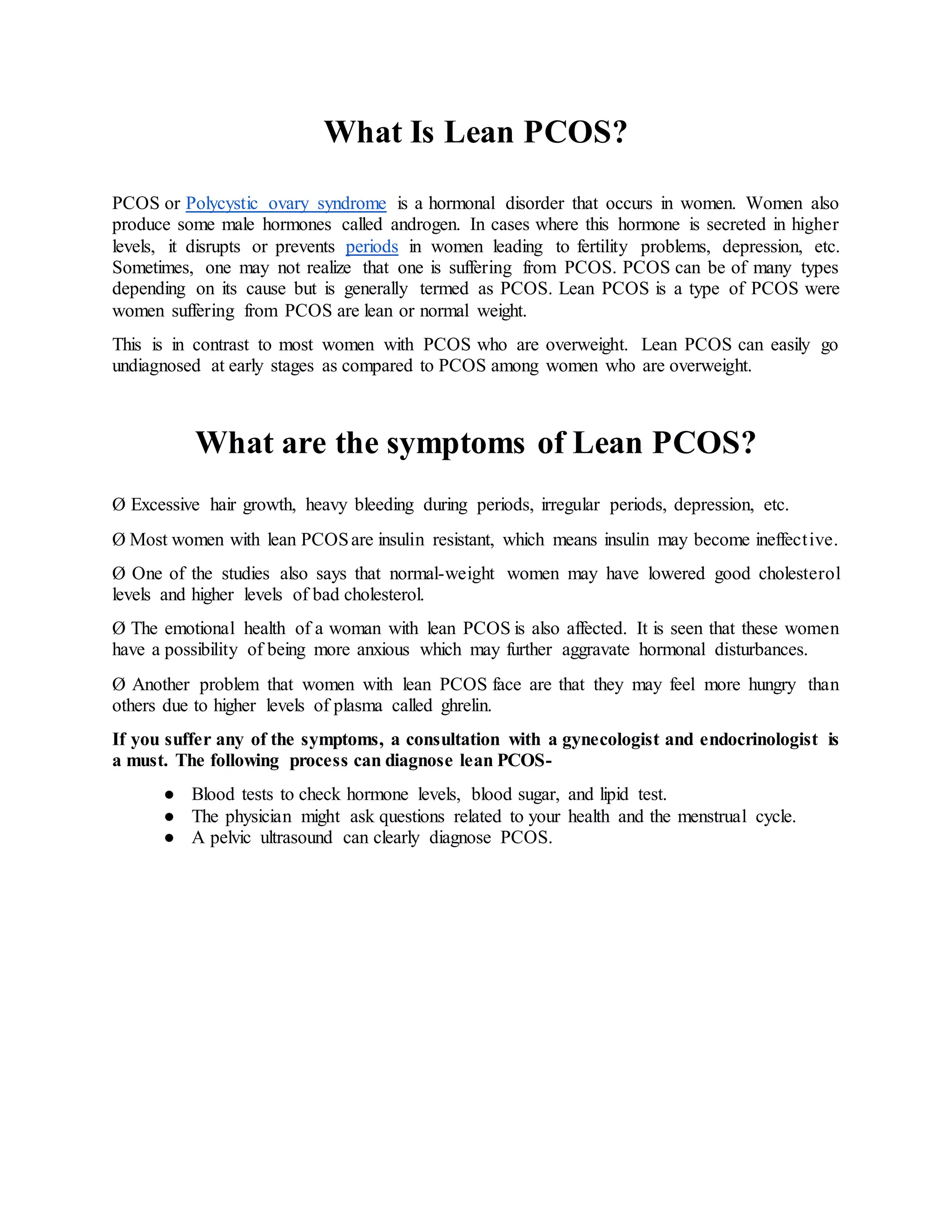 What is lean pcos | PDF