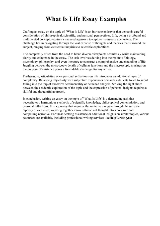 What Is Life Essay Examples | PDF