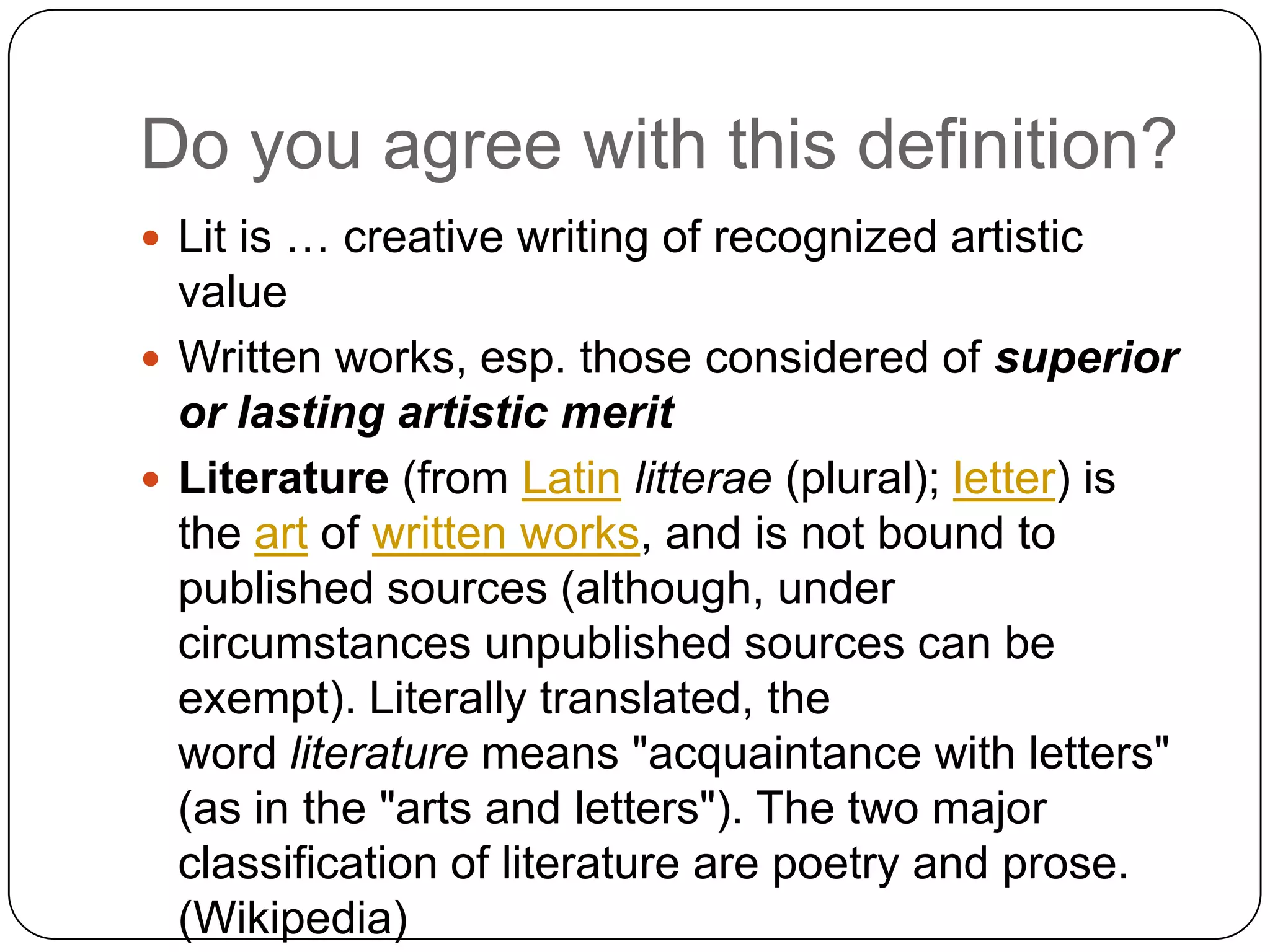 What is Literature? | PPTX