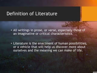 Humanities: The Literary Arts | PPTX