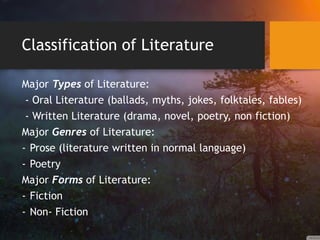 Humanities: The Literary Arts | PPTX