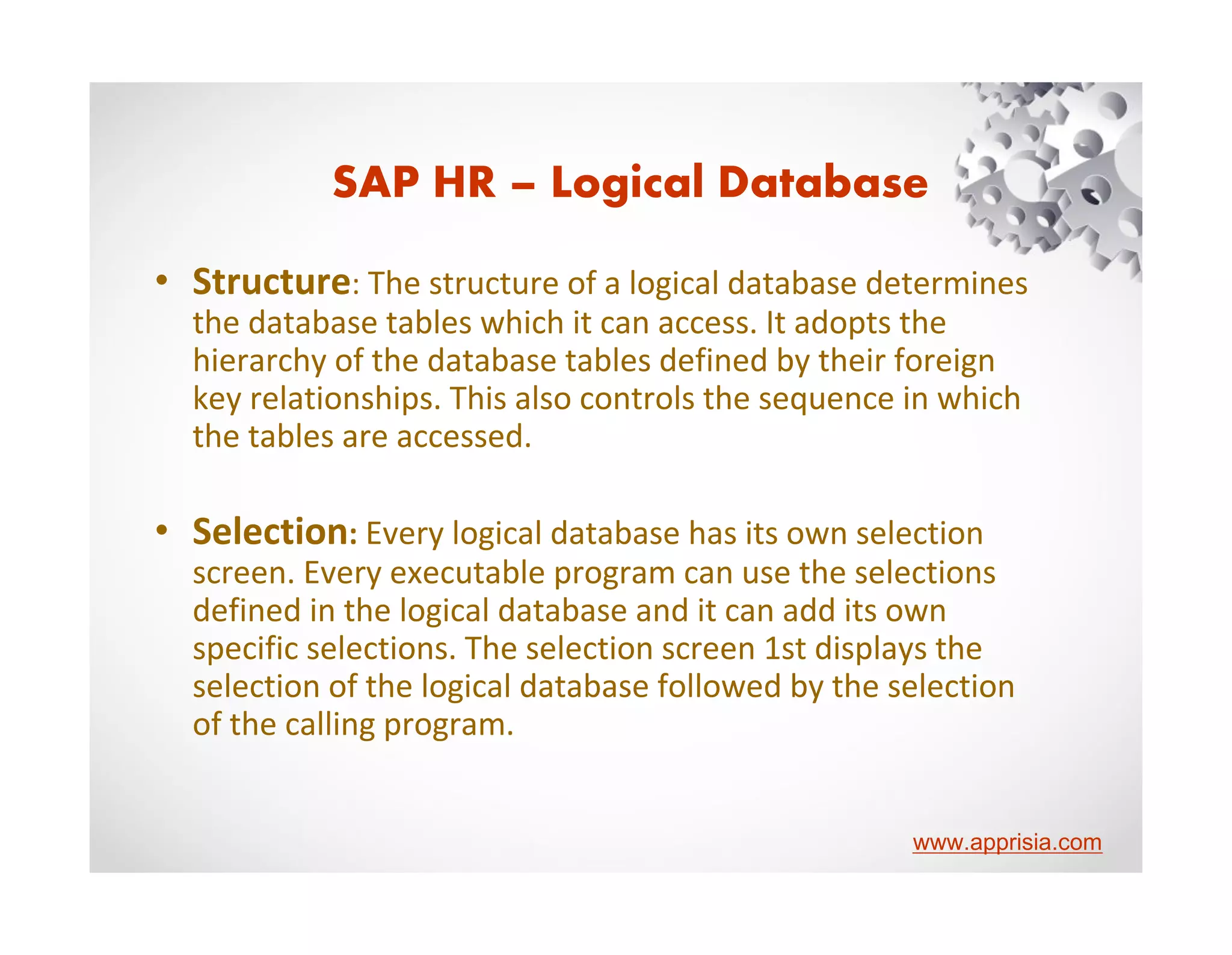 What Is Logical Database In Sap Abap Ppt