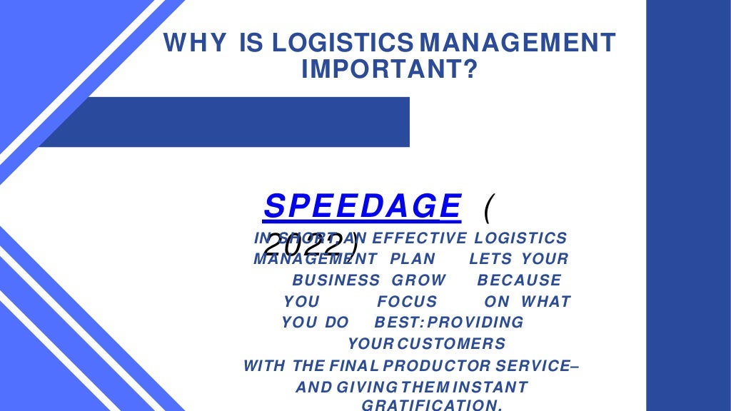 Role of Logistics Management | Logistics Management Services - Speedage ...