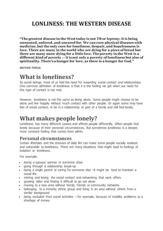 What is loneliness | DOCX