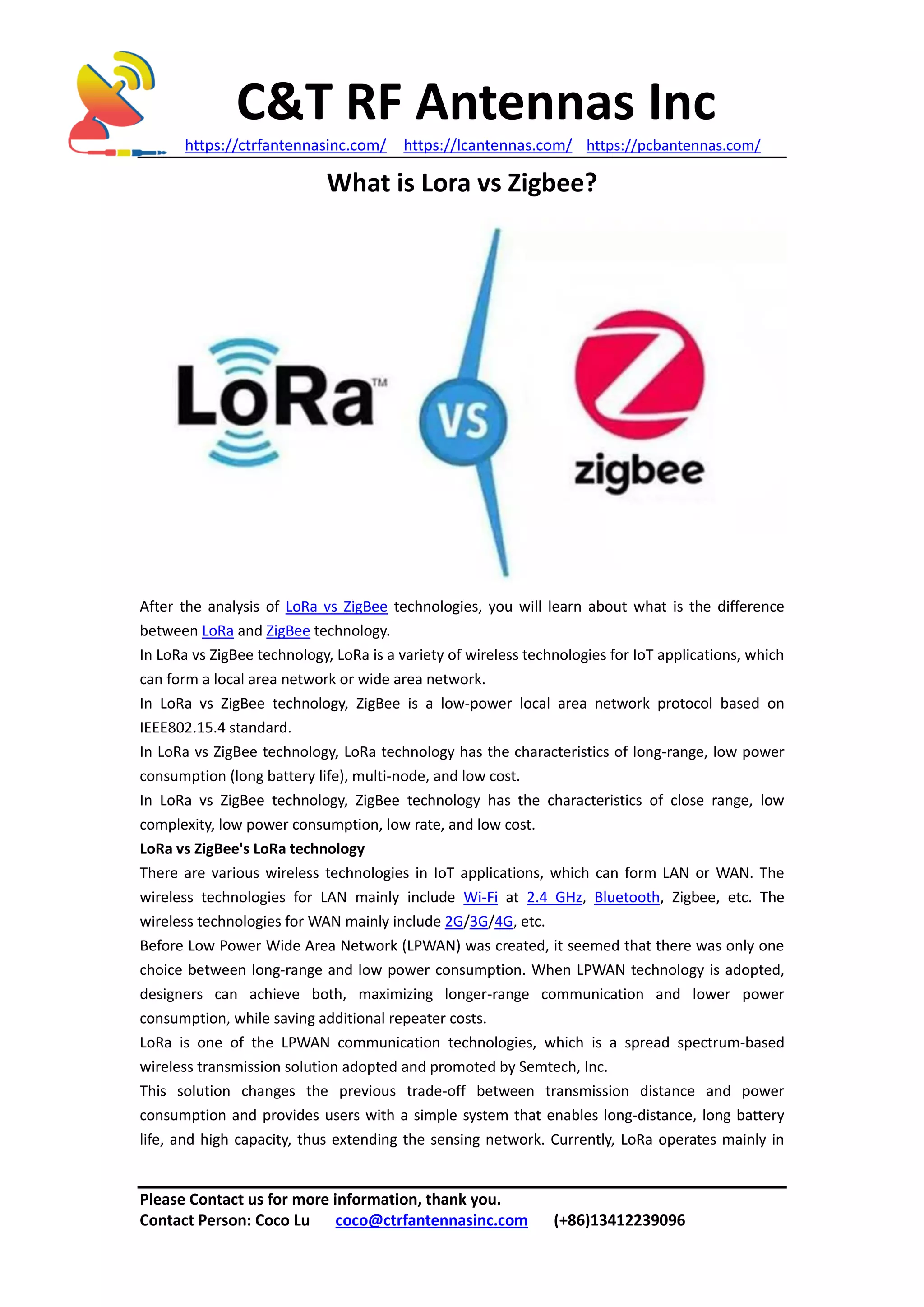 What is lora vs zigbee? | PDF