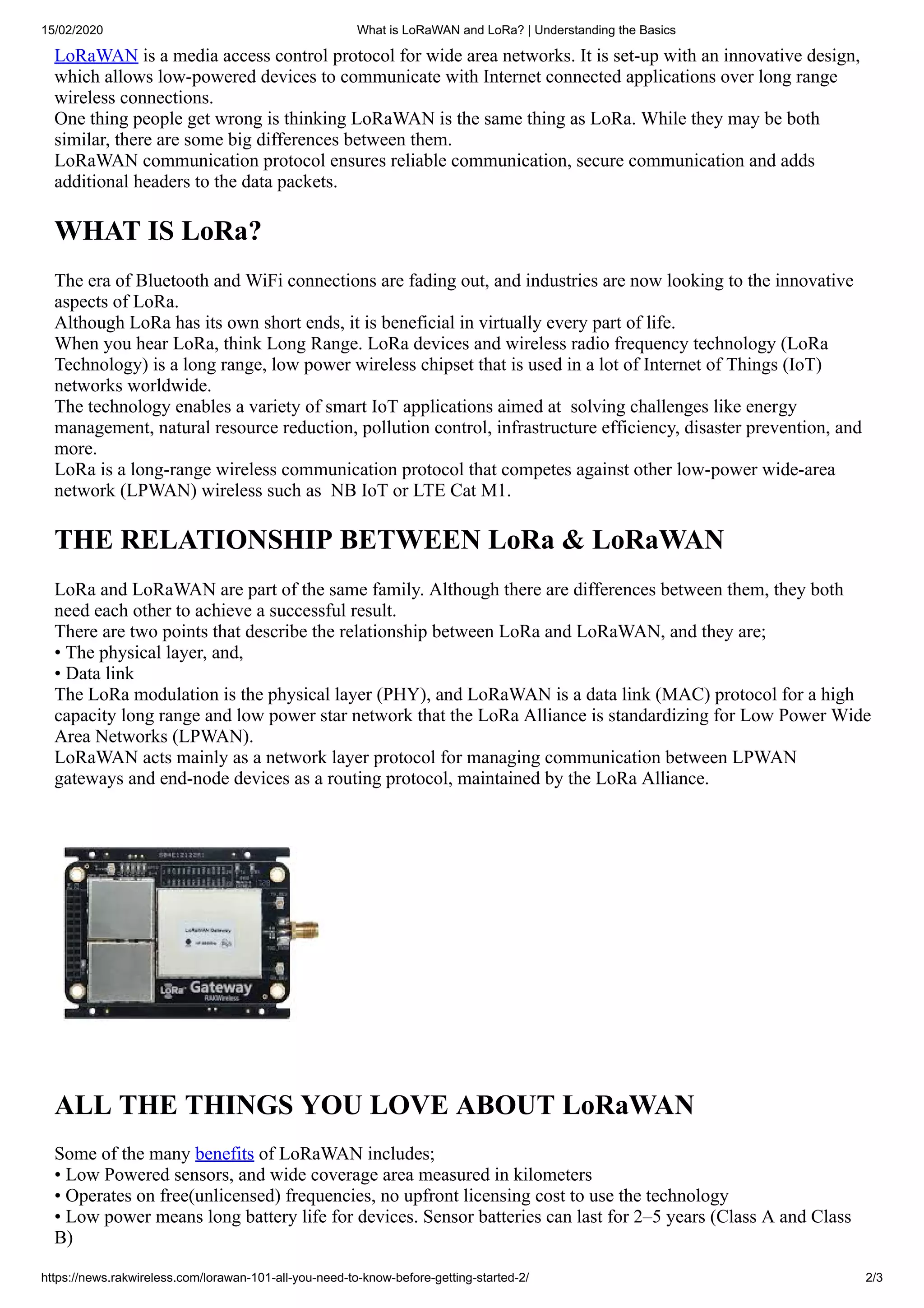 What is LoRaWAN and LoRa Understanding the Basics | PDF
