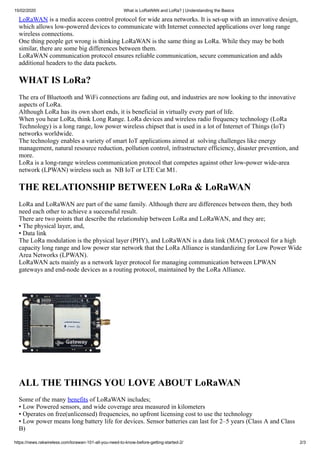 What is LoRaWAN and LoRa Understanding the Basics | PDF