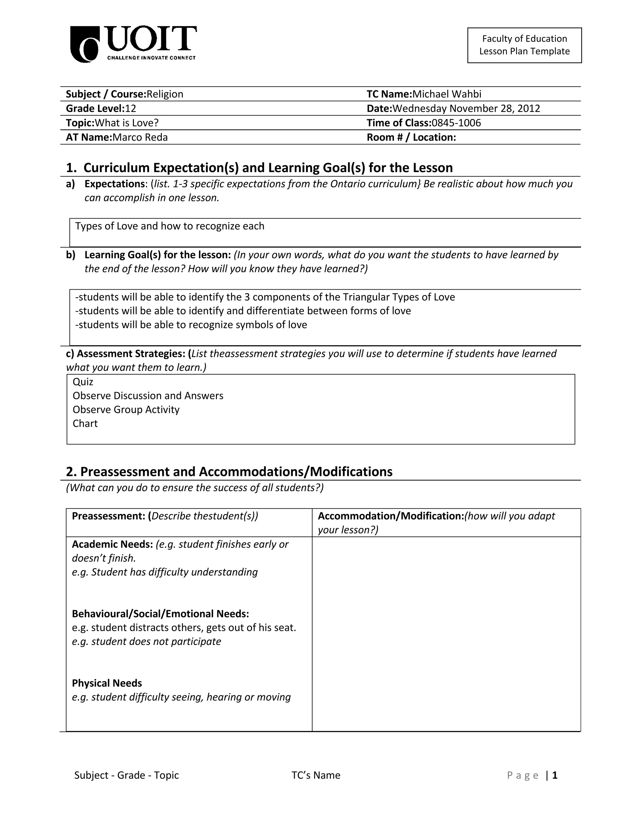 What is love lesson plan | DOCX