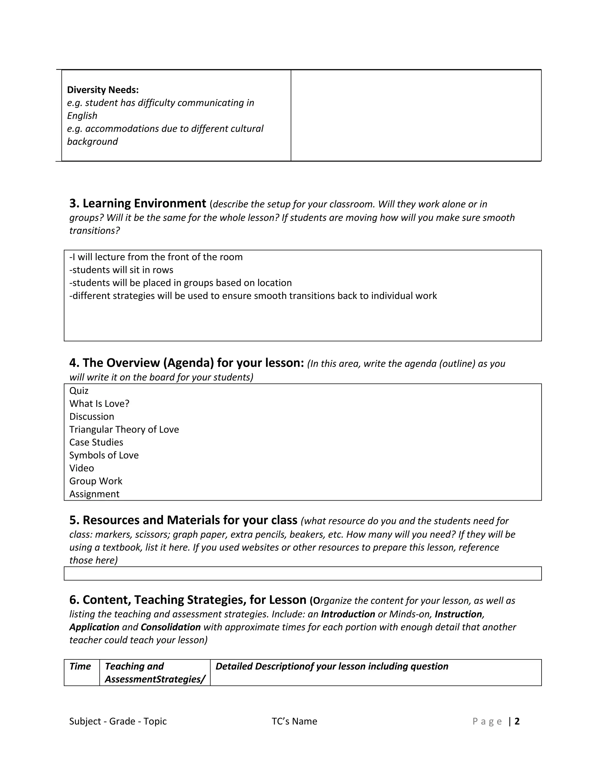 What is love lesson plan | DOCX