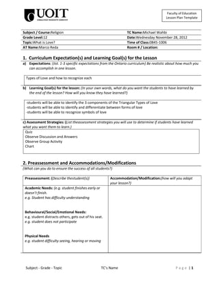 What is love lesson plan | DOCX